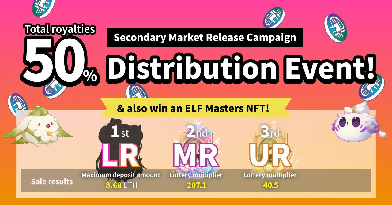 Secondary Market Release Campaign! ~ ELF Masters NFT Total royalties 50% Distribution Event